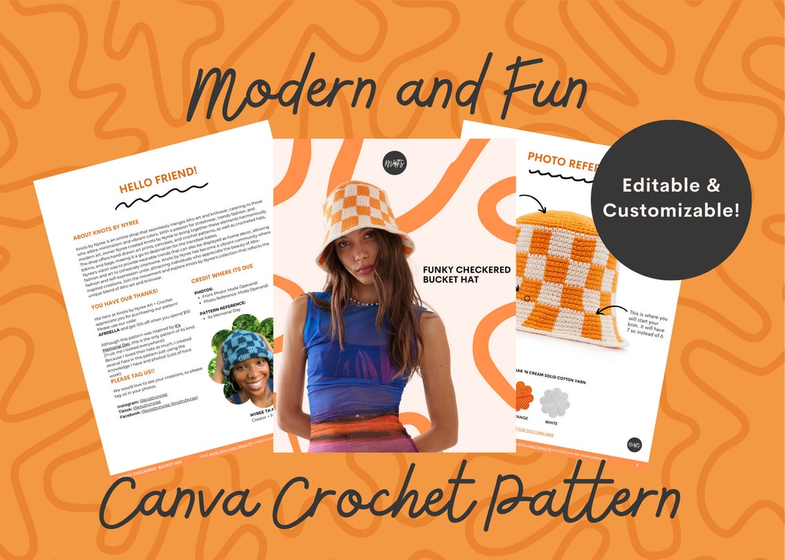 Canva Crochet Pattern Template - Fun and Modern - Etsy