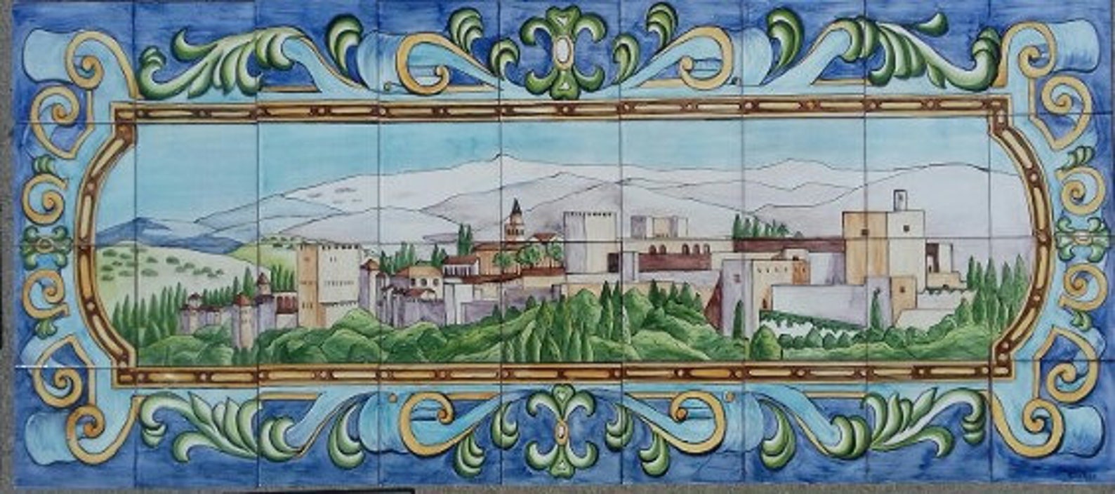 Tile Mural. Alhambra of Granada. Tradicional Ceramic, Hand Painted ...