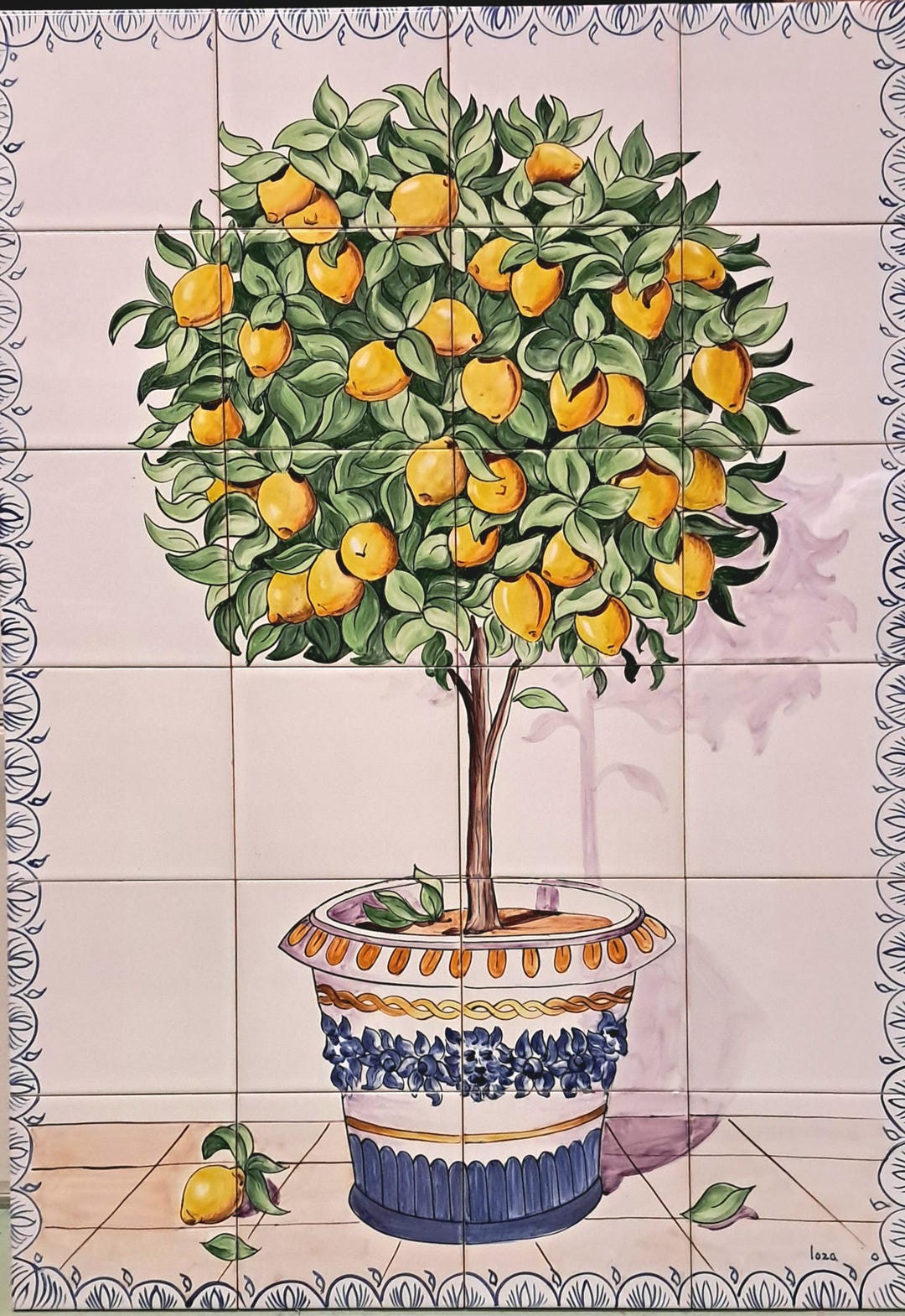Tile Mural. Lemon Tree, Orange, Oil Tree. Handmade Hand Painted ...