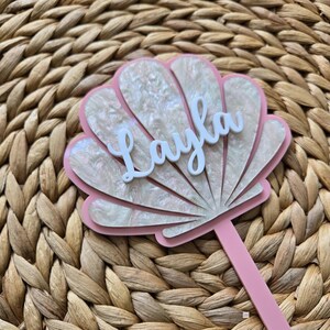 Seashell Personalized Birthday Cake Topper, Custom Clamshell Cake ...