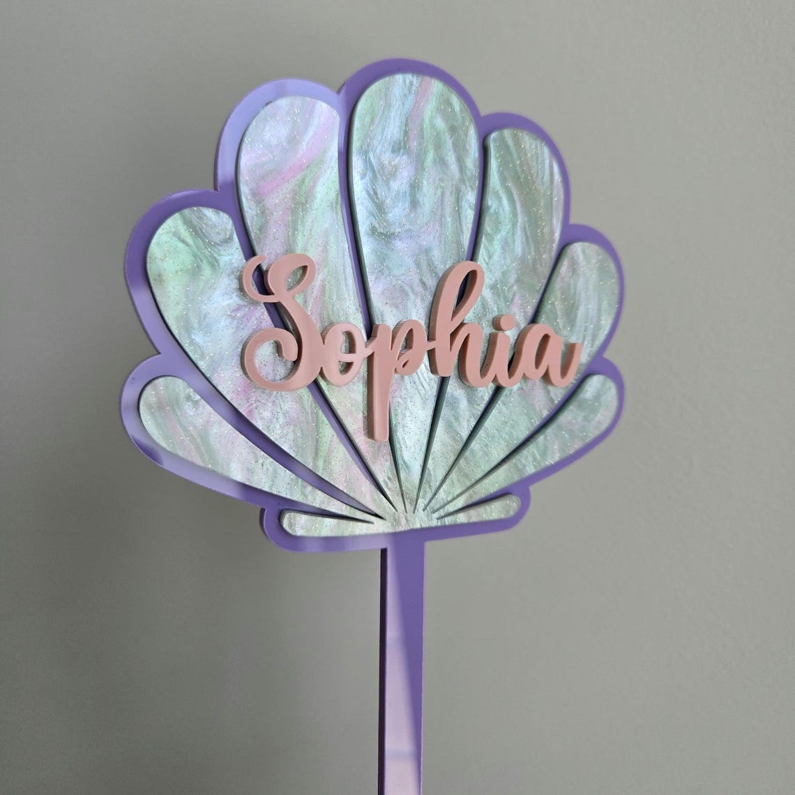 Seashell Personalized Birthday Cake Topper, Custom Clamshell Cake ...