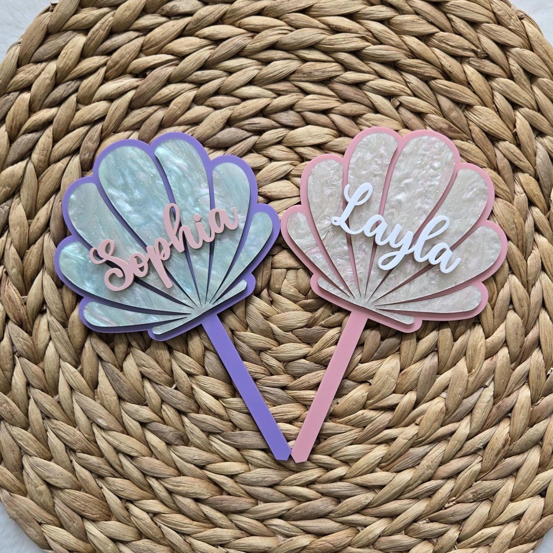 Seashell Personalized Birthday Cake Topper, Custom Clamshell Cake ...