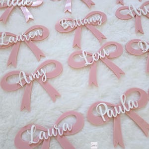 Personalized Acrylic Bow Name Plate Placement Cards, Name Place ...