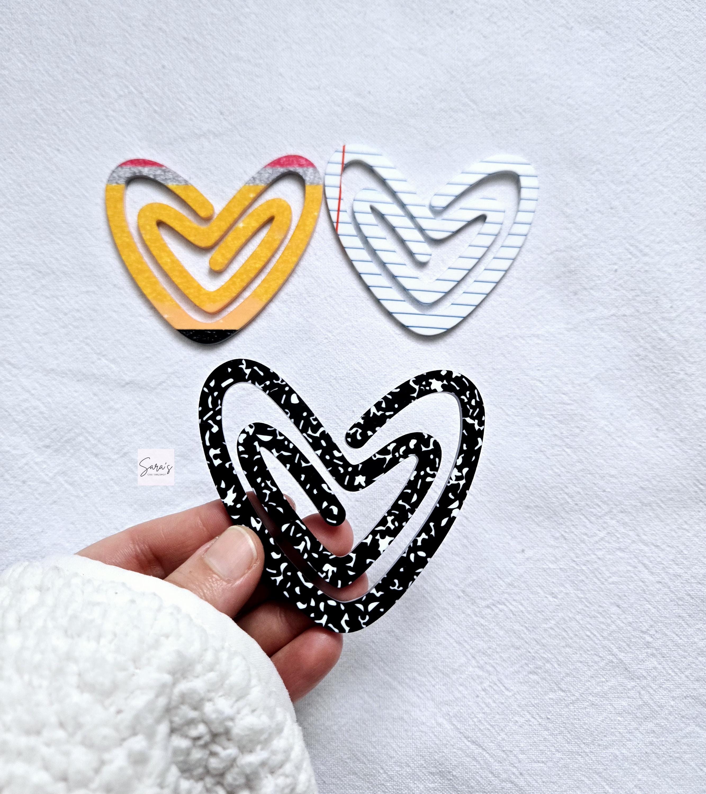 Teacher Jumbo Heart Shape Paperclip Set of 3, Teacher Bookmark Gift ...