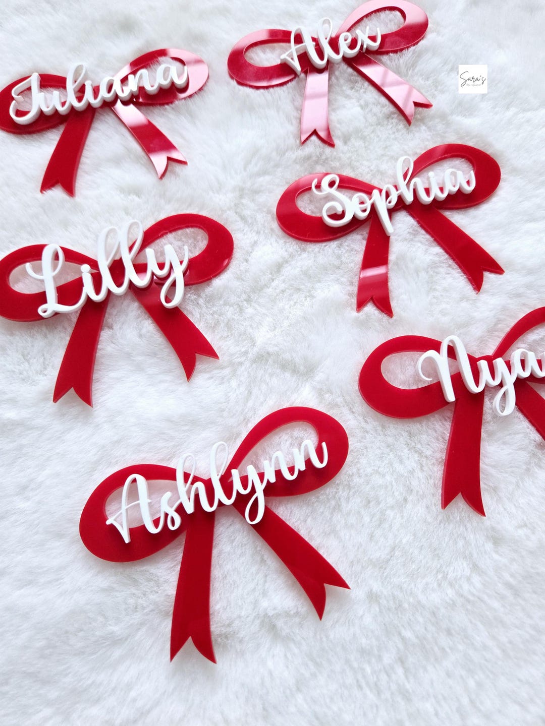 Personalized Acrylic Bow Name Plate Placement Cards, Name Place ...