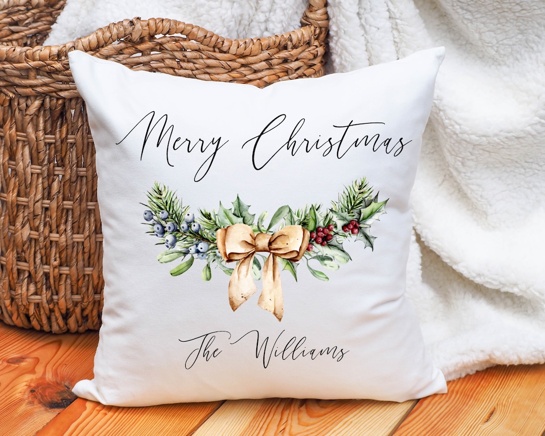 Personalized Christmas Pillow, Custom Made Merry Christmas Cushion Gift ...