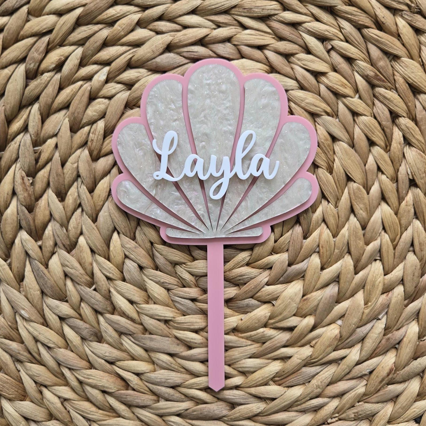 Seashell Personalized Birthday Cake Topper, Custom Clamshell Cake ...