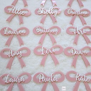 Personalized Acrylic Bow Name Plate Placement Cards, Name Place ...