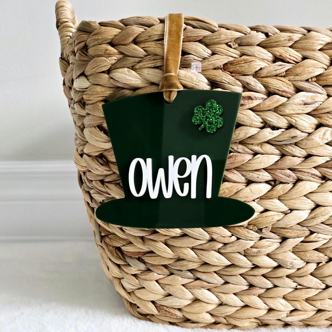 St. Patrick's Day Gift Basket Tag, Shamrock Basket Tag, Clover Leaf Tag ...
