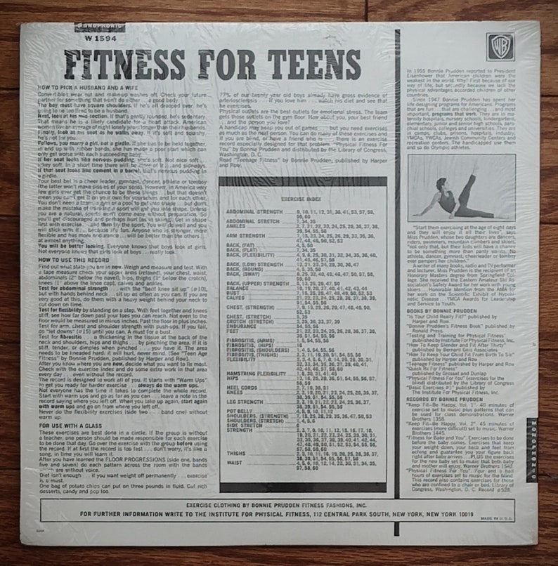 1960's Fitness for Teens - Bonnie Prudden Vinyl Album With Instruction ...