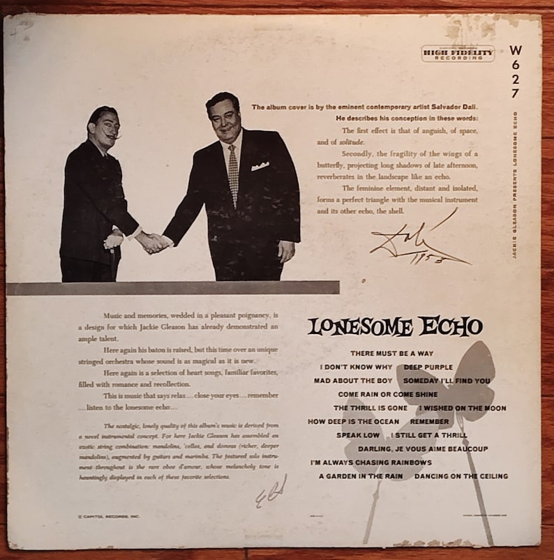 1955 Jackie Gleason Lonesome Echo Vinyl Album Cover by Salvador Dali - Etsy
