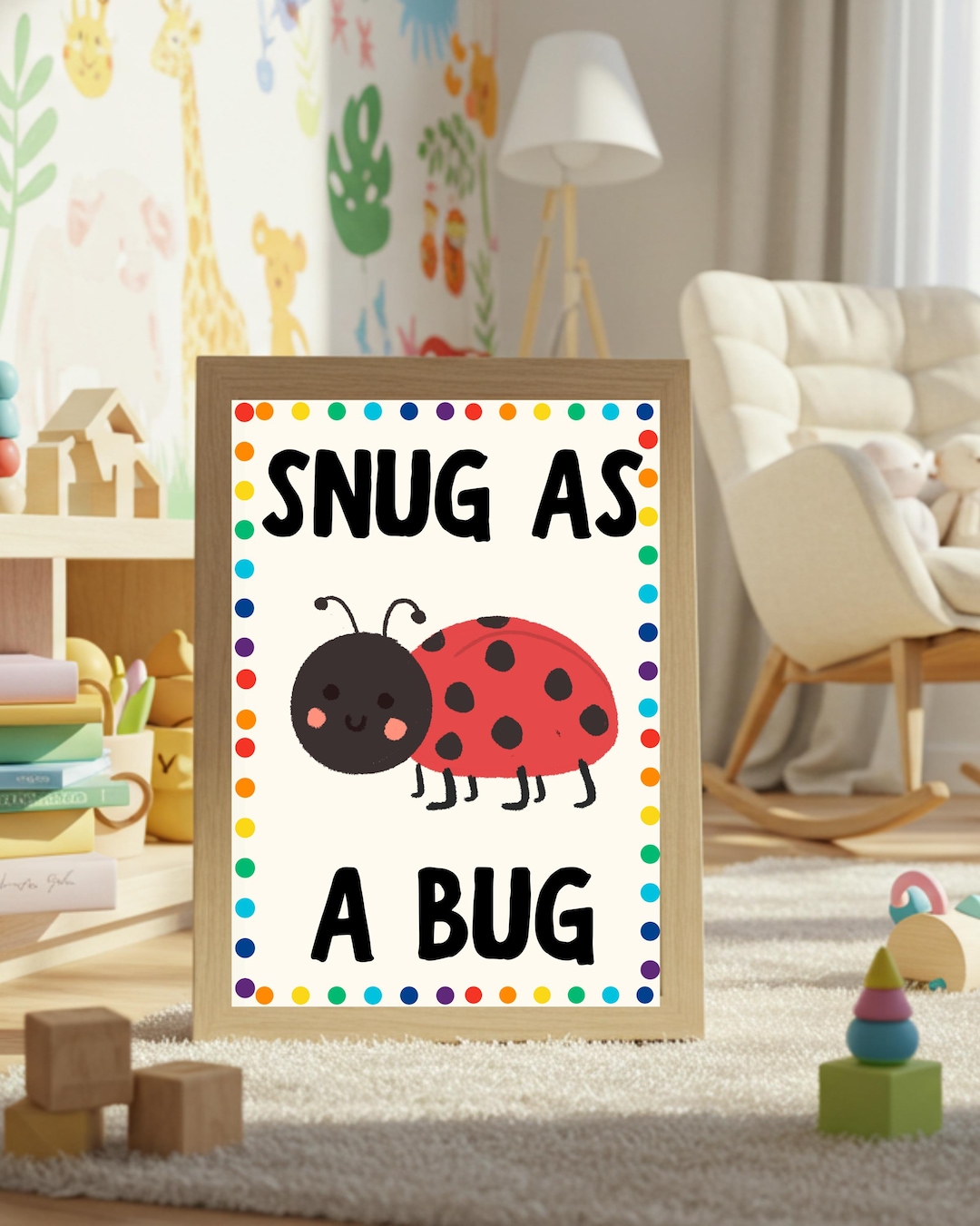 Snug as a Bug Digital Nursery Wall Decor, Adorable Baby Room Art ...
