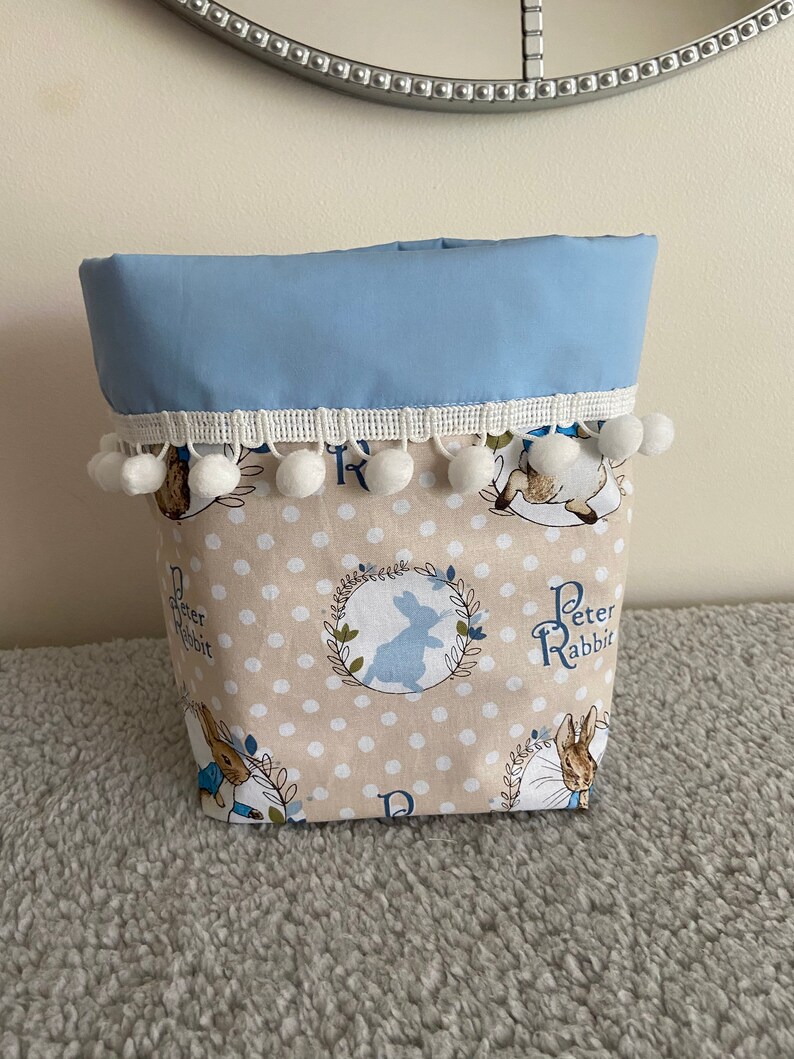 Peter Rabbit Fabric Bin Pom Pom Basket Fabric Basket Fabric - Etsy