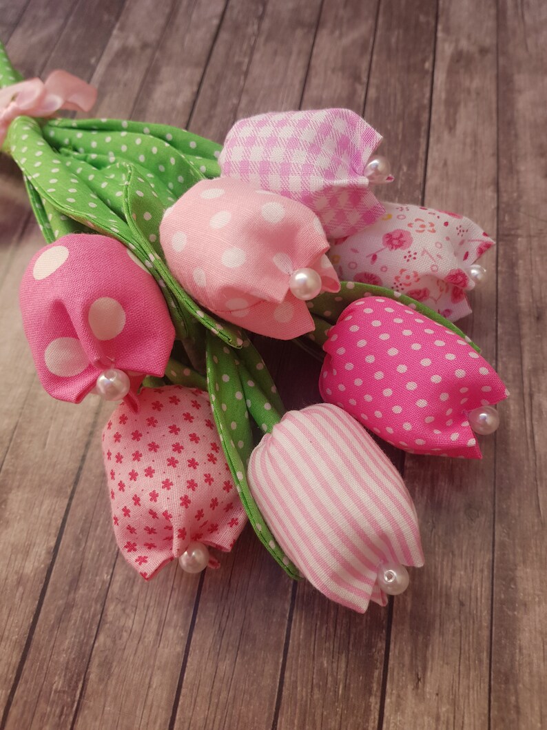 Fabric Tulipspink Tulips Fabric Flowers Spring Flowers - Etsy
