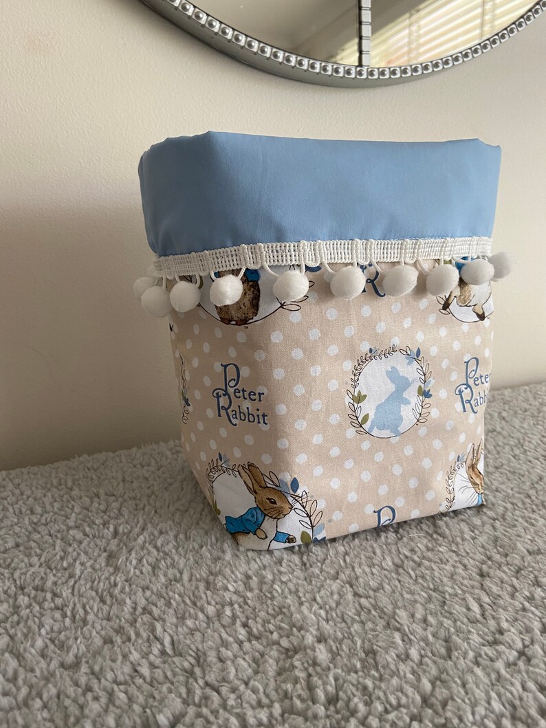 Peter Rabbit Fabric Bin Pom Pom Basket Fabric Basket Fabric - Etsy