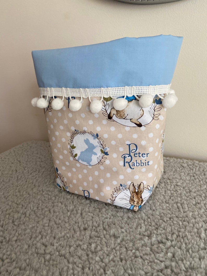 Peter Rabbit Fabric Bin Pom Pom Basket Fabric Basket Fabric - Etsy