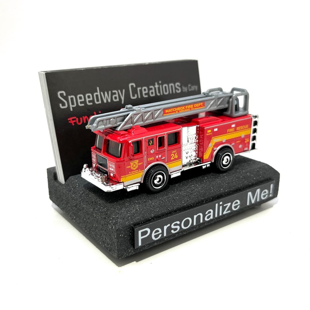 Fire Engine Business Card Holder - Personalized Gift for Firefighter or ...