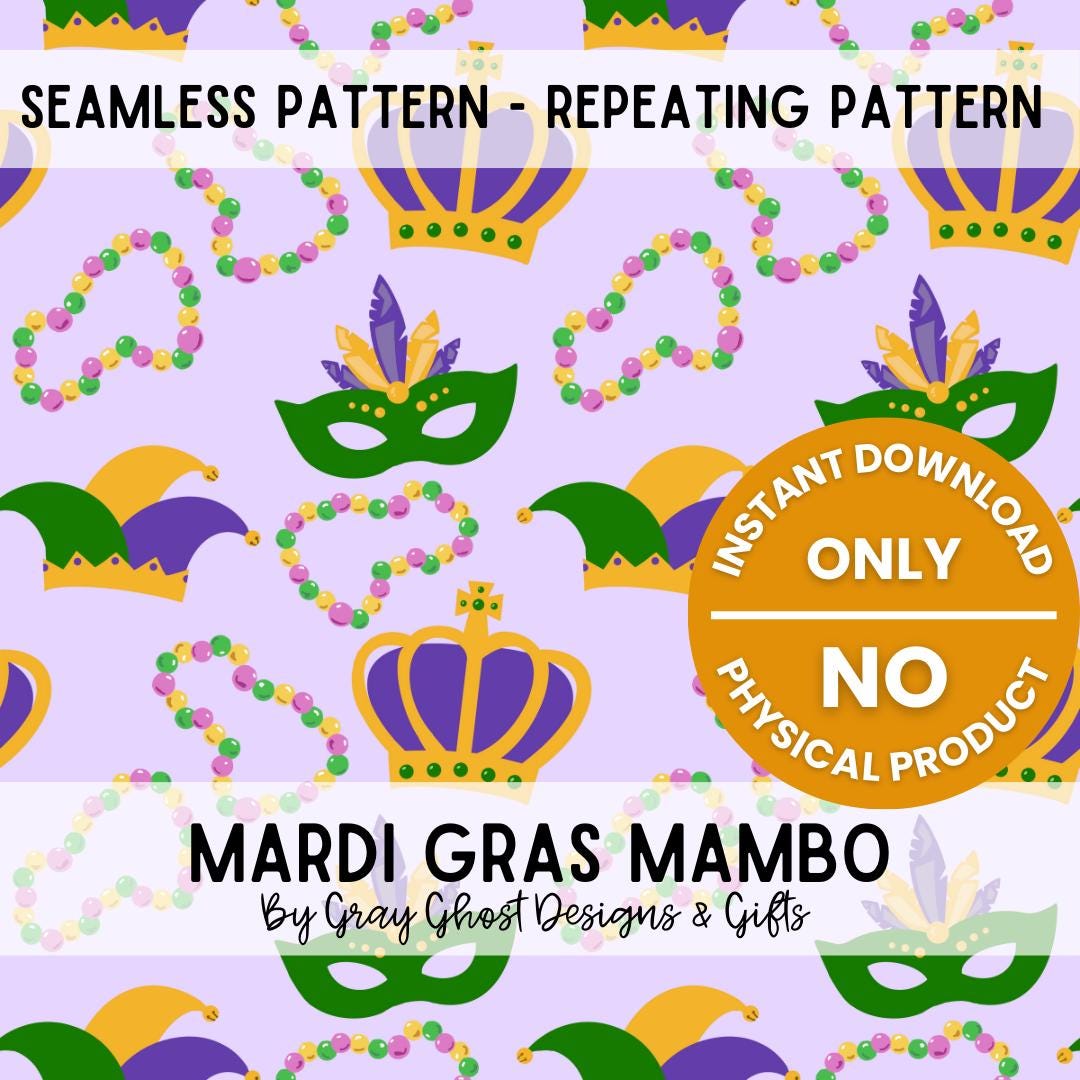 Mardi Gras Mambo High-resolution Seamless Pattern for Crafting, DYI ...