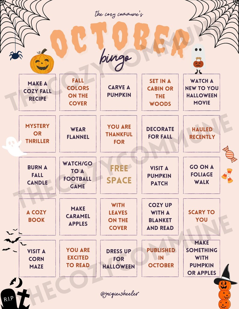 October Book Bingo INSTANT DOWNLOAD Tbr Game Tbr Challenge Digital Tbr ...