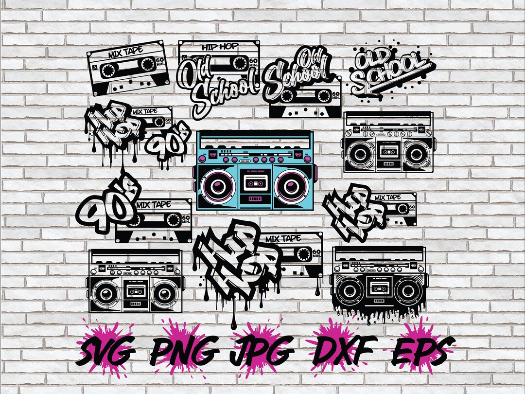 Hip Hop SVG Bundle, Old School SVG, Boombox Svg, Retro Throwback 90s 90 ...