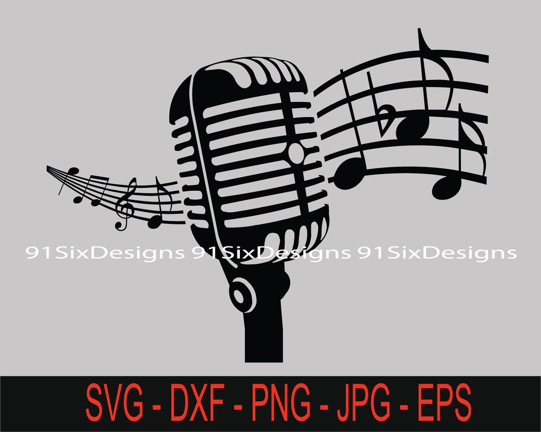 Vintage Microphone SVG, Old Microphone Svg, Microphone Svg, Music Notes ...