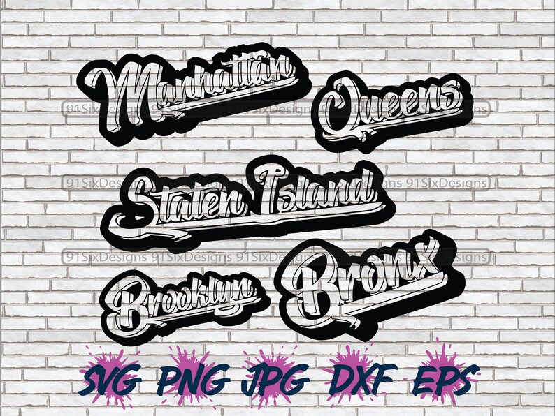 New York City SVG Bundle NYC Vector Clipart Cut File Sublimation Queens ...