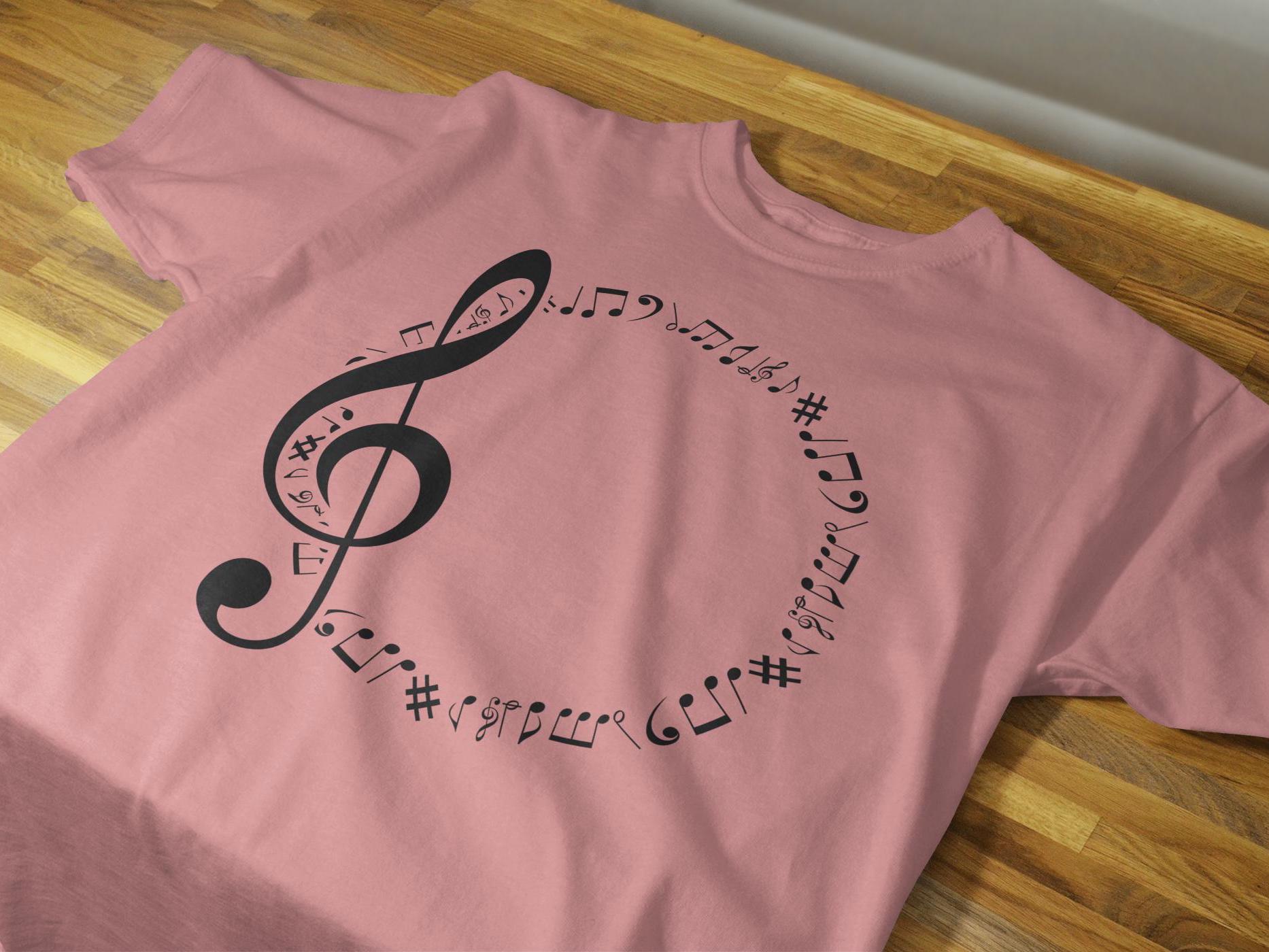 Circle Monogram Border Frame Music Notes Song Gift for Music Lover ...