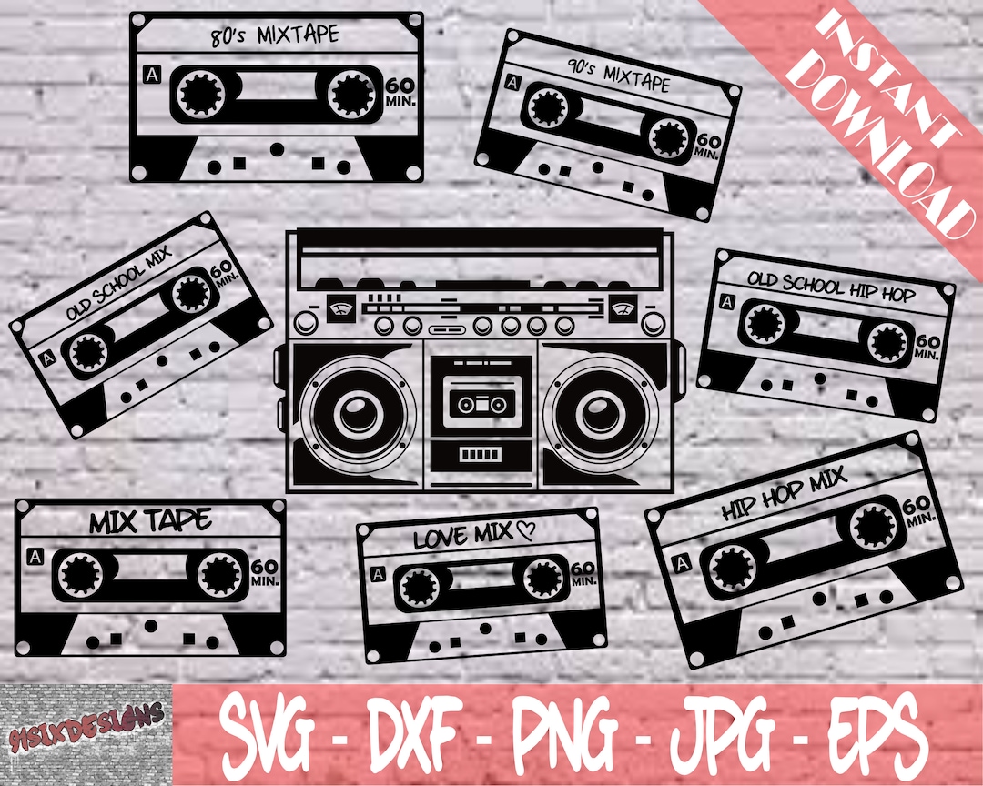 Boombox Svg, Cassette Tape Svg, Boom Box Svg, Cassette Svg, Mix Tape ...