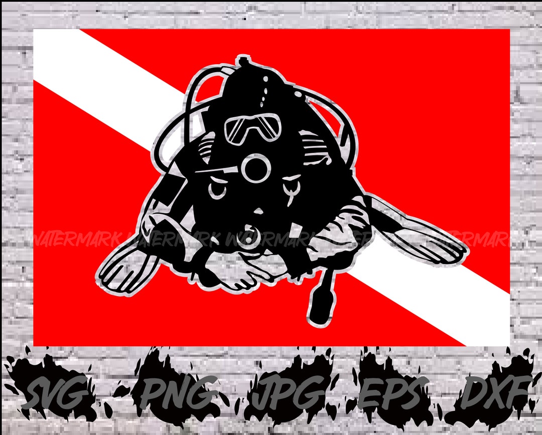 Scuba Diver Flag SVG, Scuba Svg, Scuba PNG Diver Flag Underwater Ocean Vacation Summer Beach ...