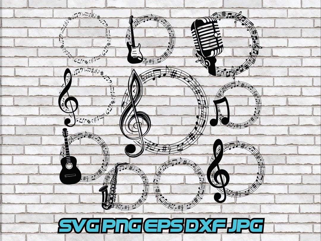 Music Monogram Border Frame Circle Notes Song Gift for Music Lover ...