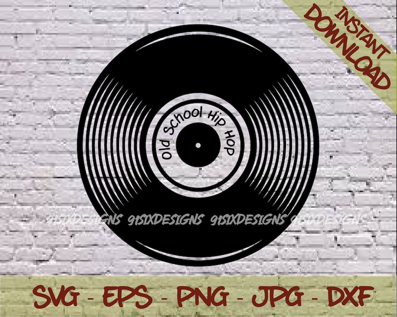 Old School Hip Hop Vintage Vinyl Record Album SVG Retro Sound Disc ...