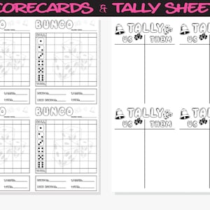 Bunco Printables, Bunco Tally Sheets, Bunco Scorecards, Bunco Score ...