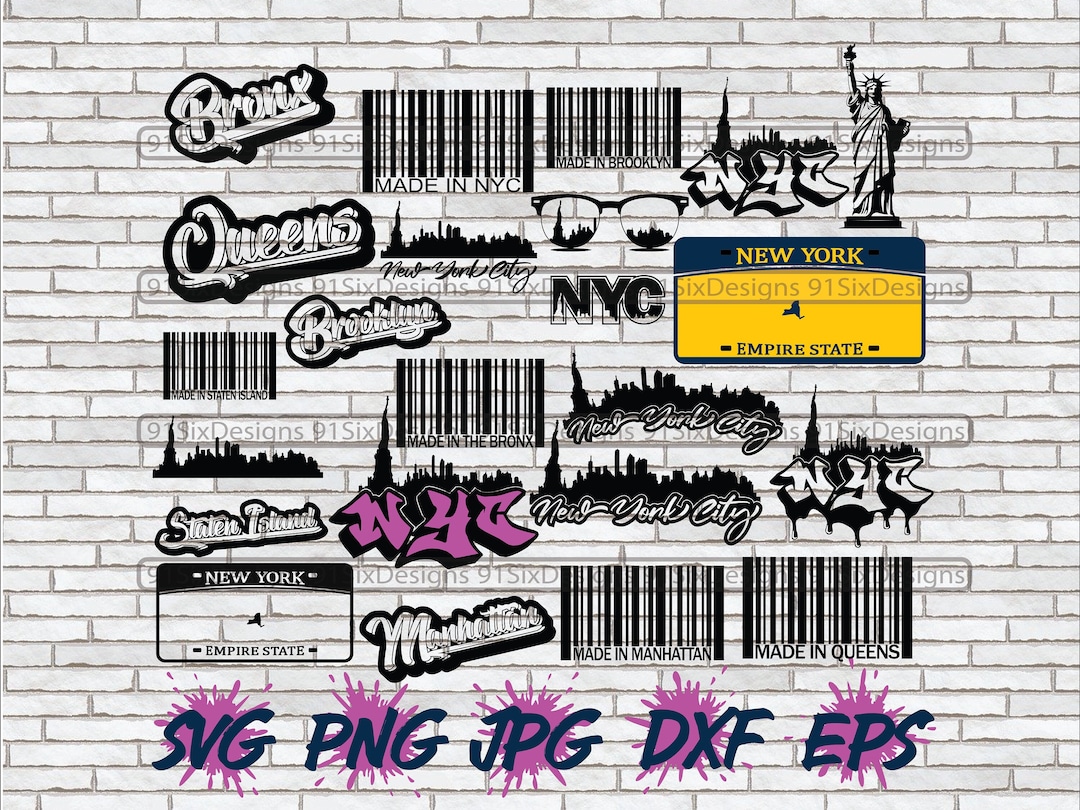 New York City SVG Bundle NYC Vector Clipart Cut File Sublimation Queens ...