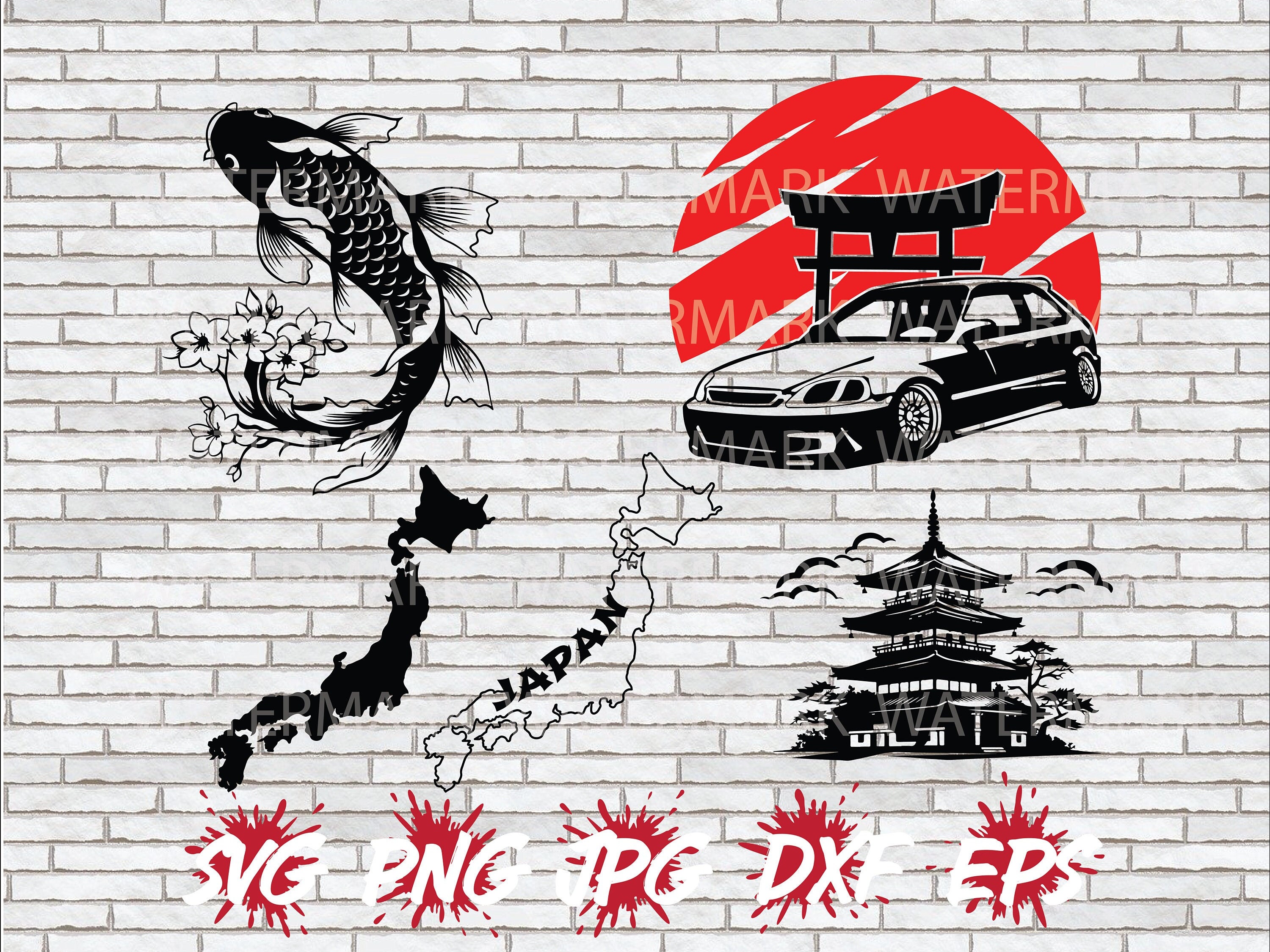 Japan SVG Bundle, Japan Vector, Japan Flag, Sumo, Map, Crane, Japanese ...