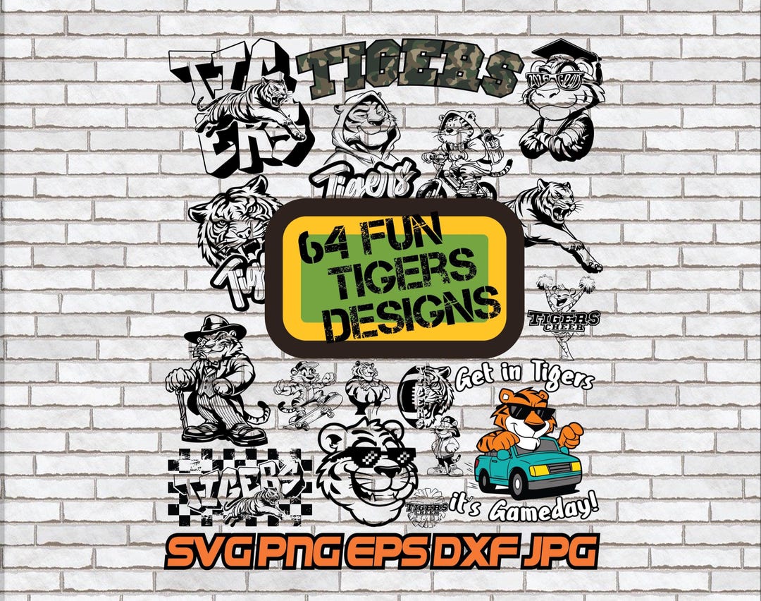 Tigers Design Bundle: 64 Individual Digital Download Files Including ...