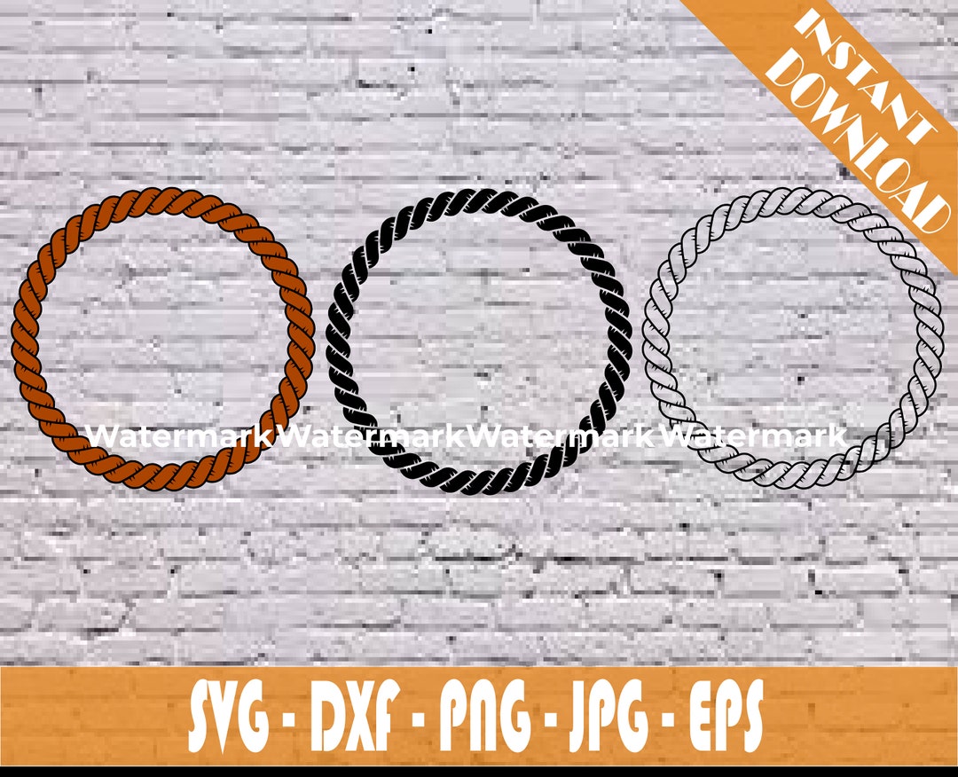 Rope Circle Frame Clipart SVG Bundle, Rope Loop, PNG Cut File Circular ...