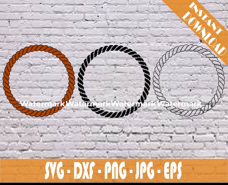 Rope Circle Frame Clipart SVG Bundle Rope Loop PNG Cut File - Etsy