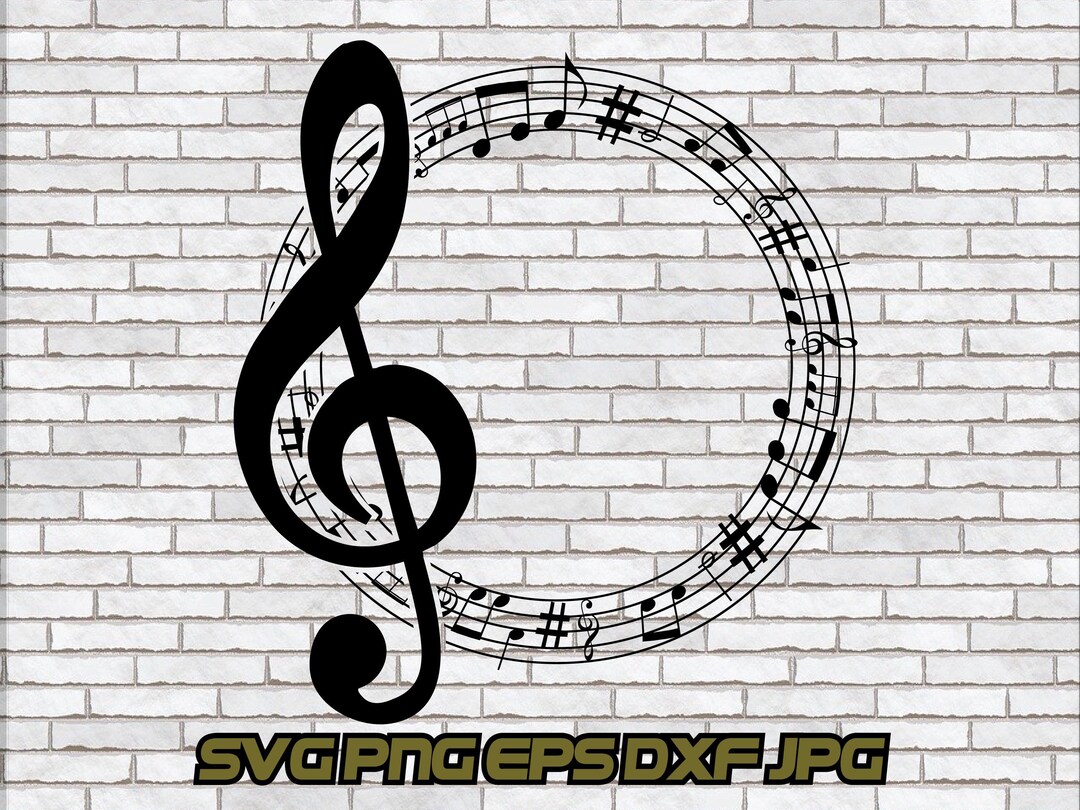 Circle Monogram Border Frame Music Notes Song Gift for Music Lover ...