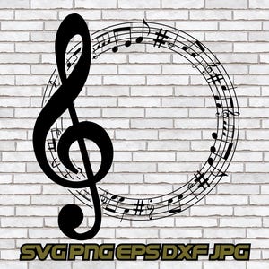 Circle Monogram Border Frame Music Notes Song Gift for Music Lover ...