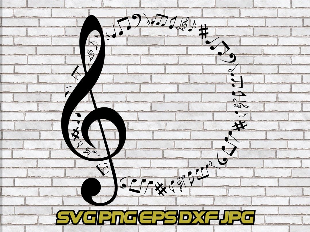 Circle Monogram Border Frame Music Notes Song Gift for Music Lover ...