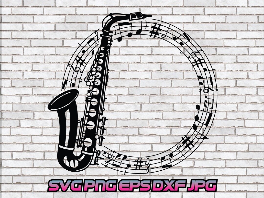 Circle Monogram Border Frame Music Note Song Gift Saxophone Lover Choir ...