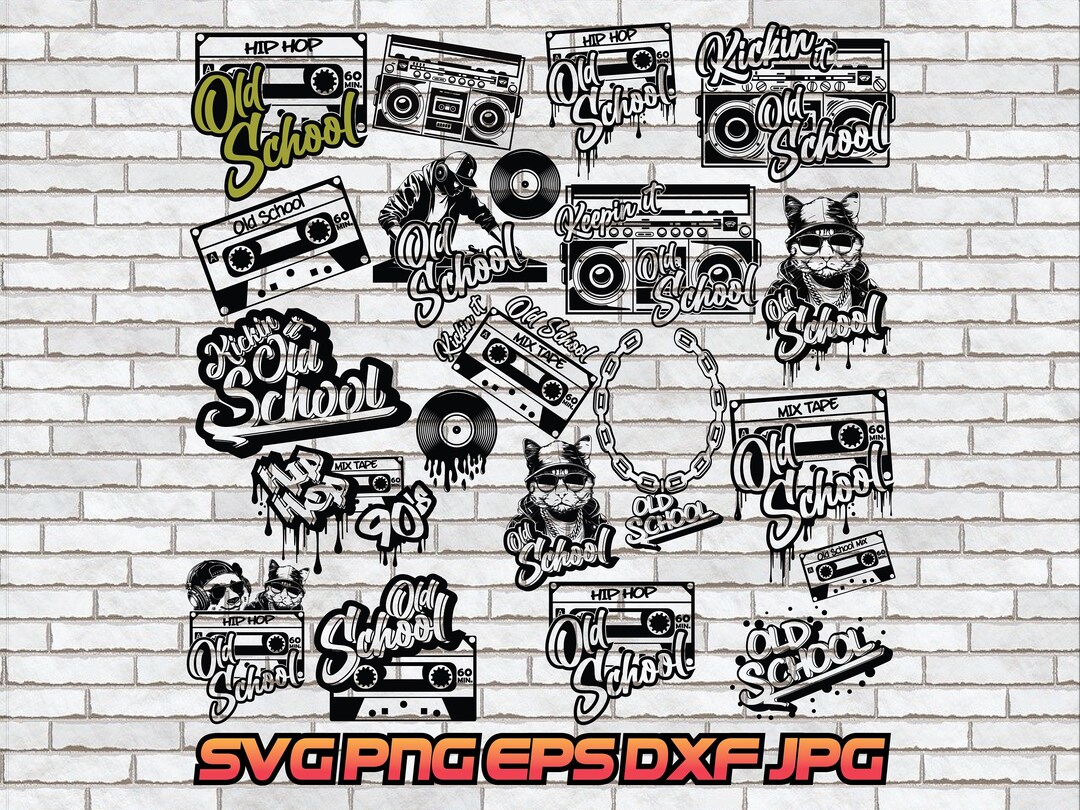 Old School Hip Hop Svg, Drip Svg, Old School Png Bundle, Retro Boombox ...