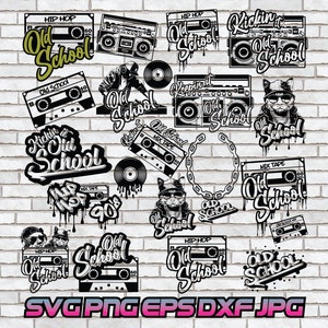 Hip Hop Svg, Old School Png, Boombox, DJ Hip Hop Download, Vinyl Record ...