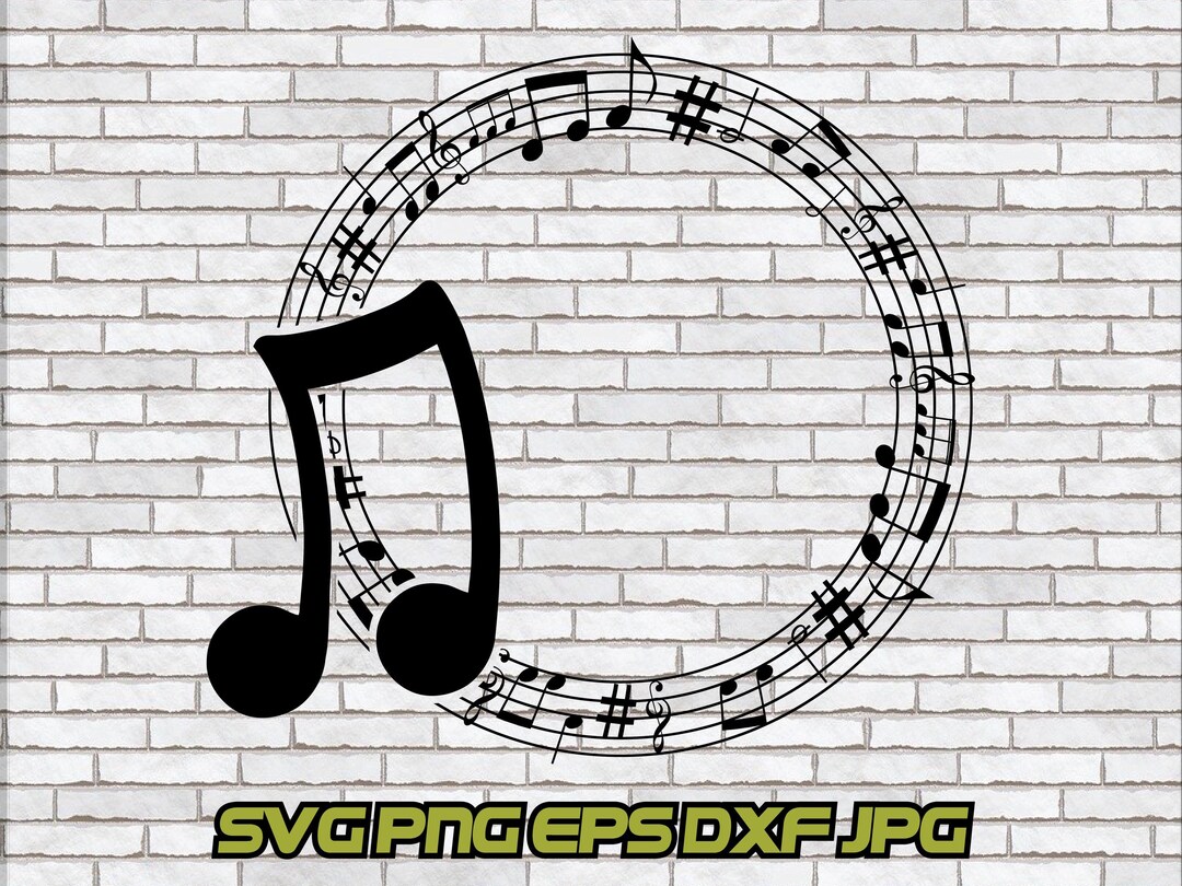 Circle Monogram Border Frame Music Notes Song Gift for Music Lover ...