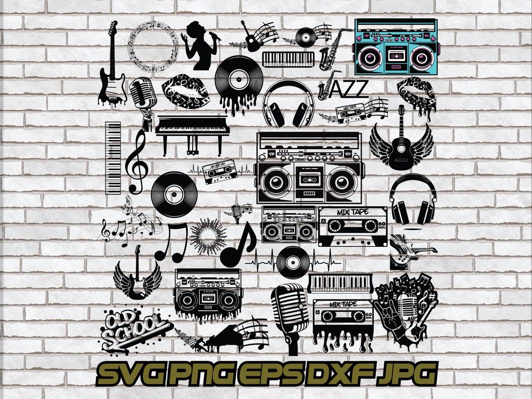 Music SVG Design Bundle, Musical Vectors, Boombox, Old School, Retro ...