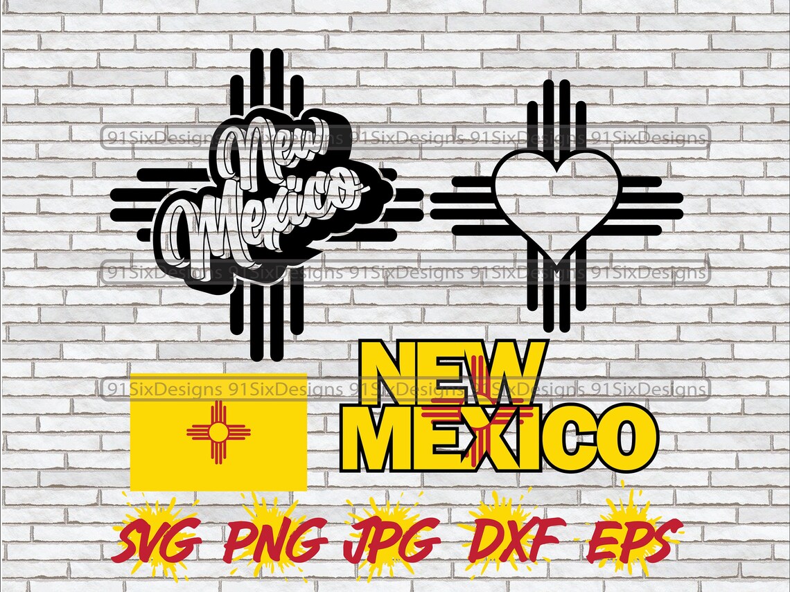New Mexico SVG Bundle, Zia Sun PNG Flag State Outline Fist Design Cut ...