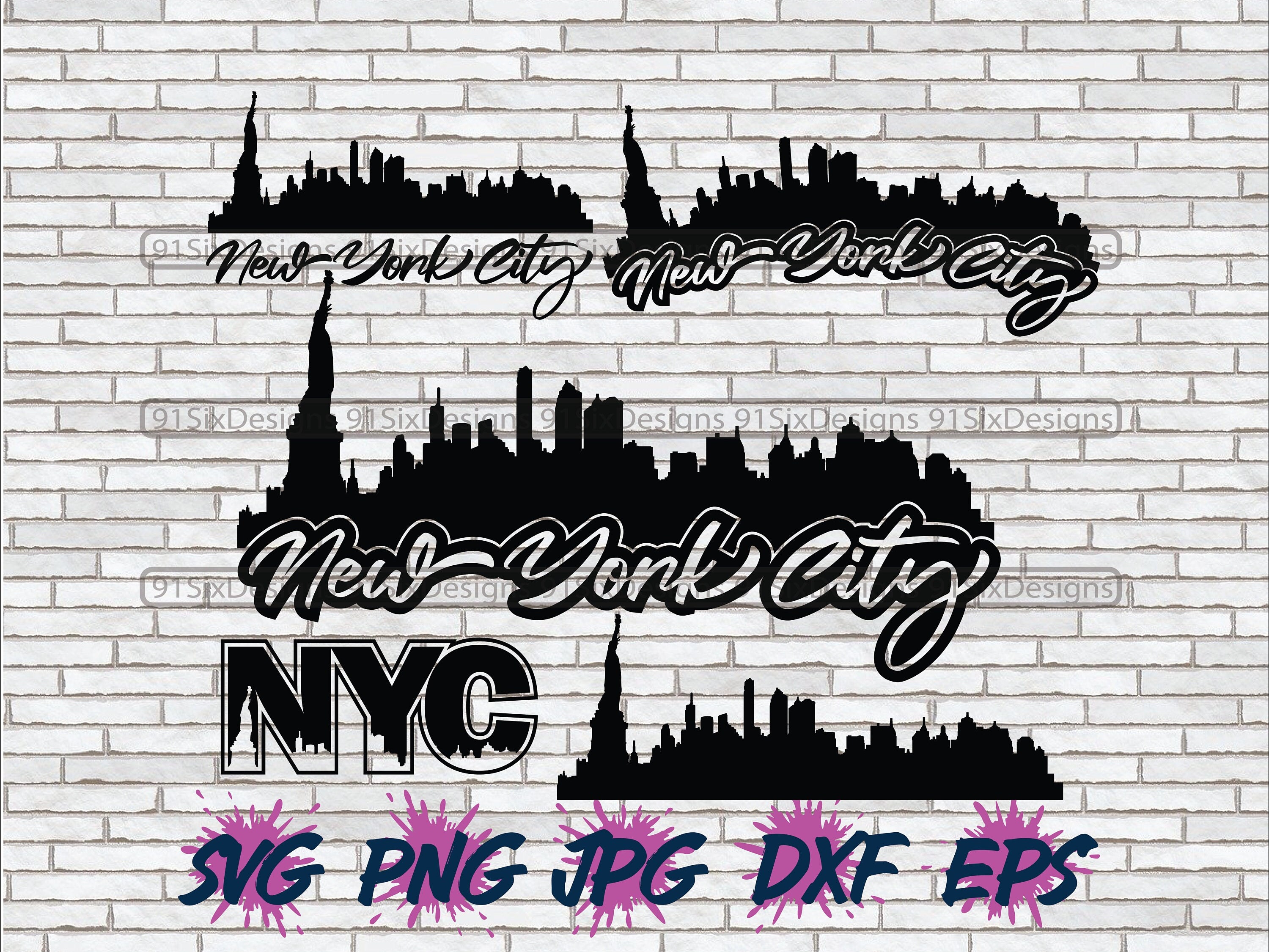 New York City SVG Bundle NYC Vector Clipart Cut File Sublimation Queens ...