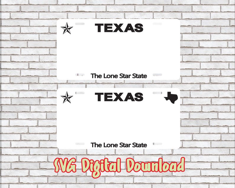 Texas License Plate Template, SVG Bundle (instant Download) - Etsy