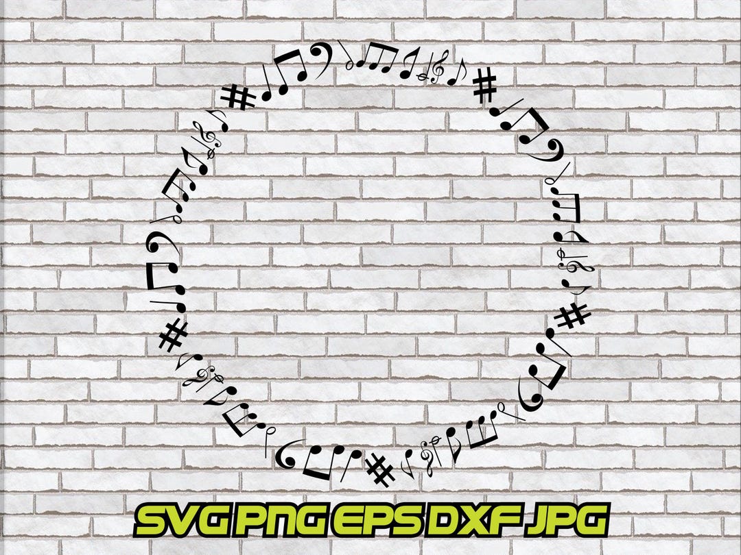 Circle Monogram Border Frame Music Notes Song Gift for Music Lover ...