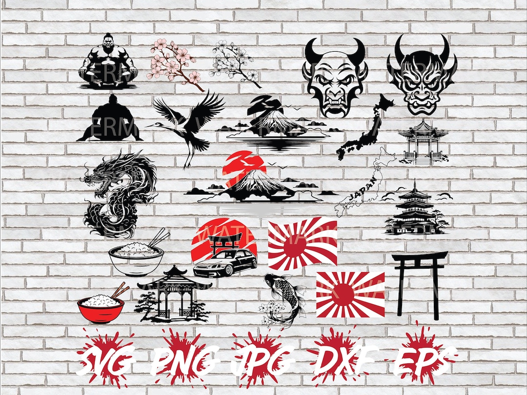 Japan SVG Bundle, Japan Vector, Japan Flag, Sumo, Map, Crane, Japanese ...